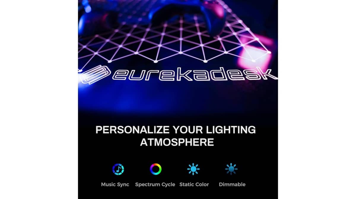 Buy Eureka Gaming L60 RGB Spectrum Glass Computer Desk - Right