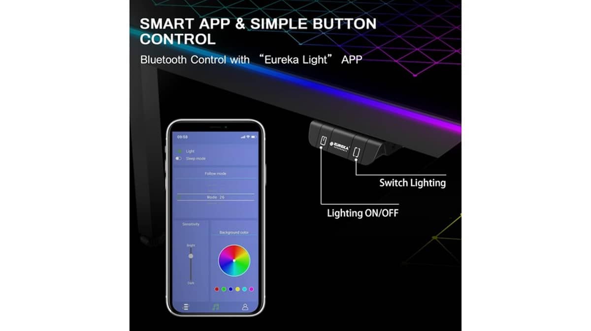 Buy Eureka Gaming L60 RGB Spectrum Glass Computer Desk - Right